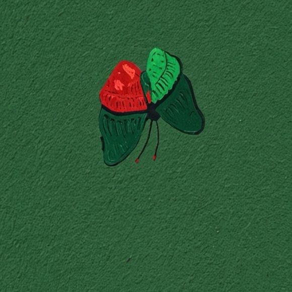 Art | 75x Inch Square Green And Red Butterfly Christmas Art Print Out ...
